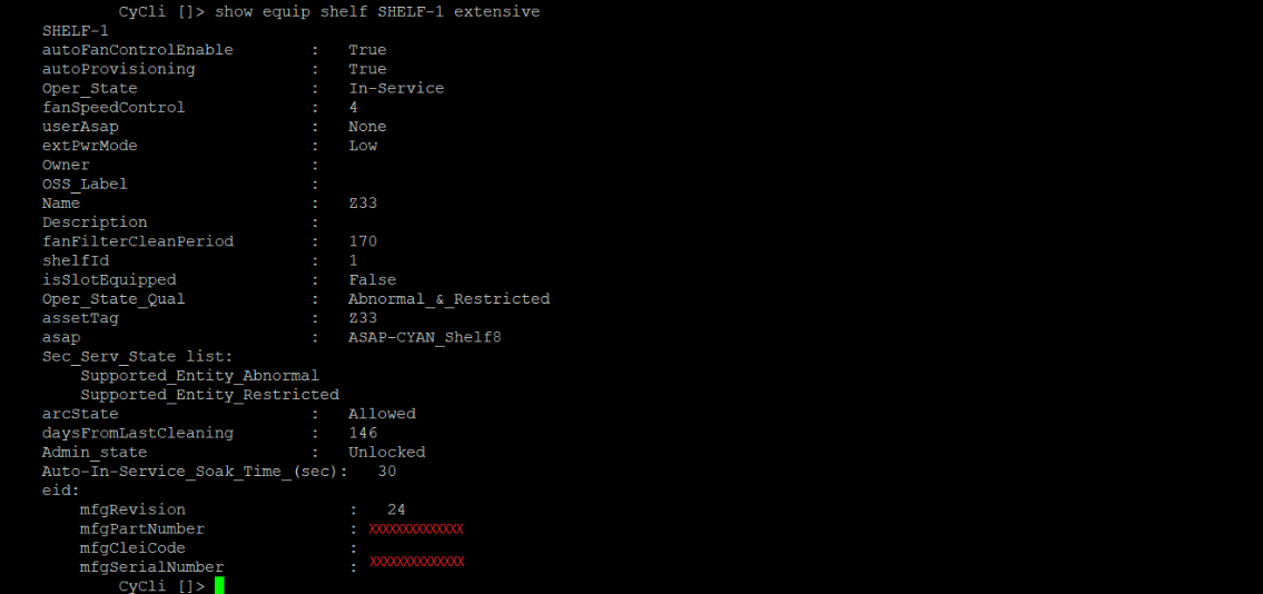Z-Series: How to check shelf related info (Serial number/Part number ...