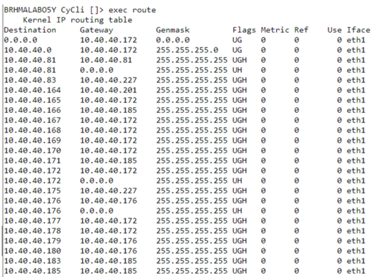 Z-series: How to check the routing table and Gateway IP of a node via CyCli